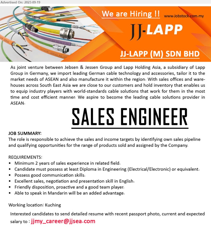 Advertisement Detail - JJ-LAPP (M) SDN BHD