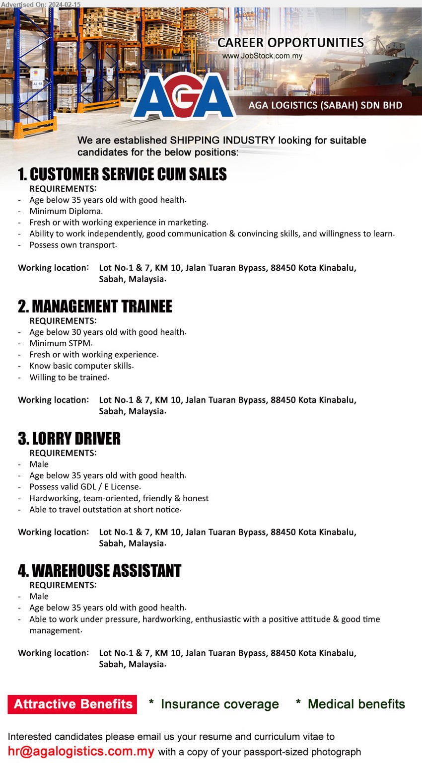 Advertisement Detail - AGA LOGISTICS (SABAH) SDN BHD