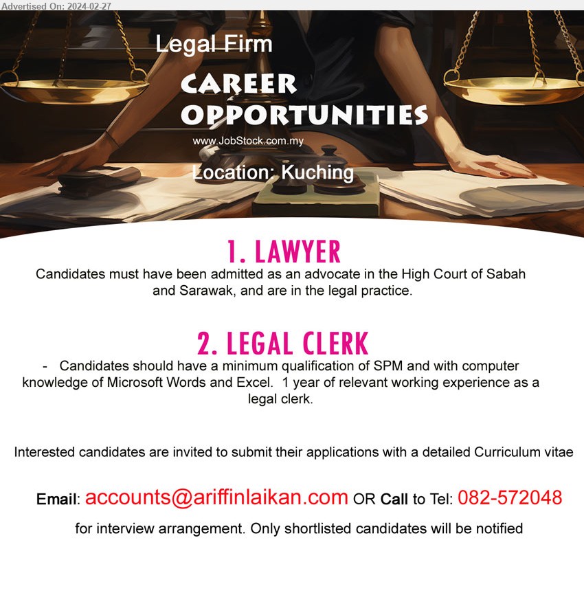 Advertisement Detail - ADVERTISER (Legal Firm)